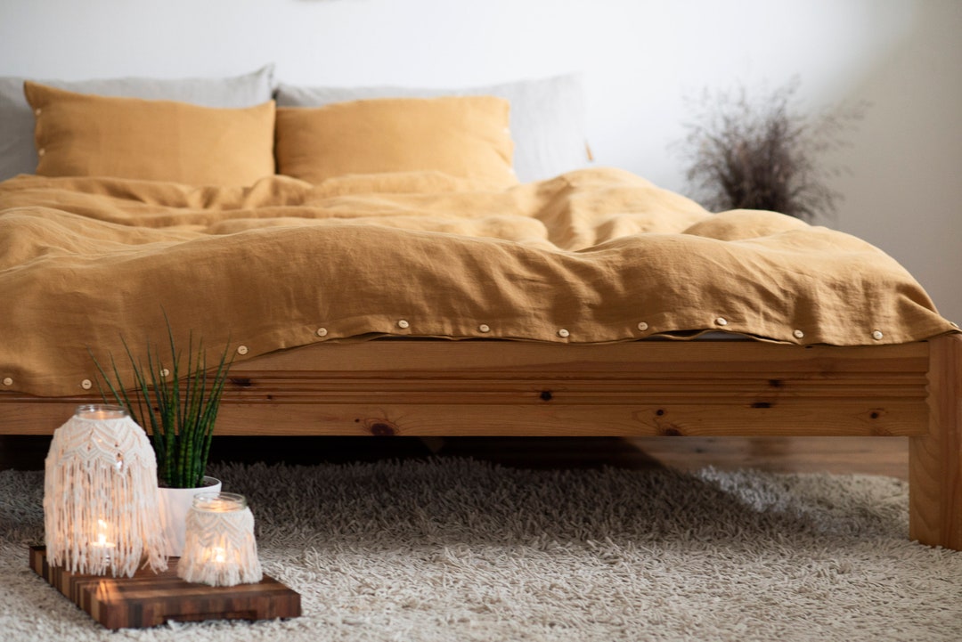 Camel Light Brown DUVET COVER SET of 100% High Quality Linen, Single ...