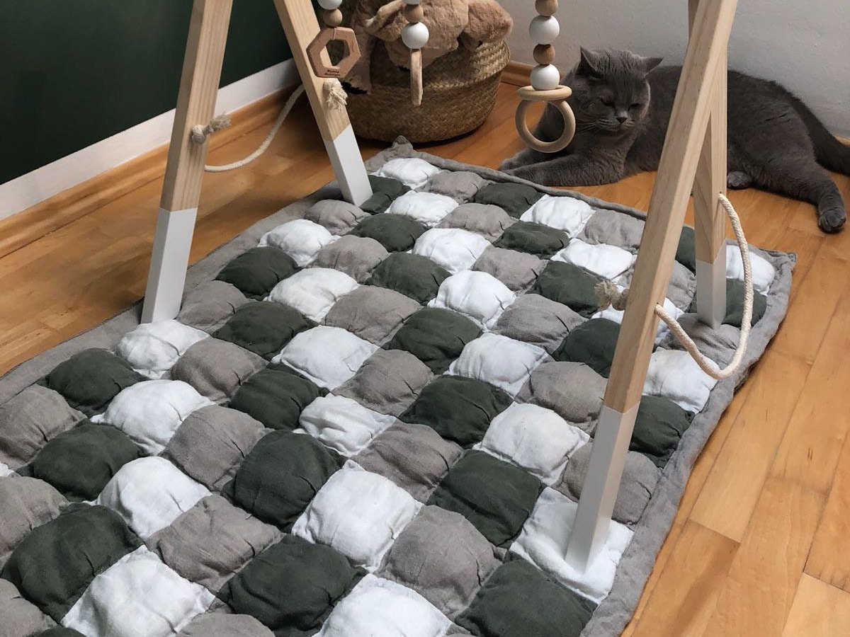 Linen Bubble Blanket Duvet Play Matt, Kids Quilt Blanket, Tummy Time ...