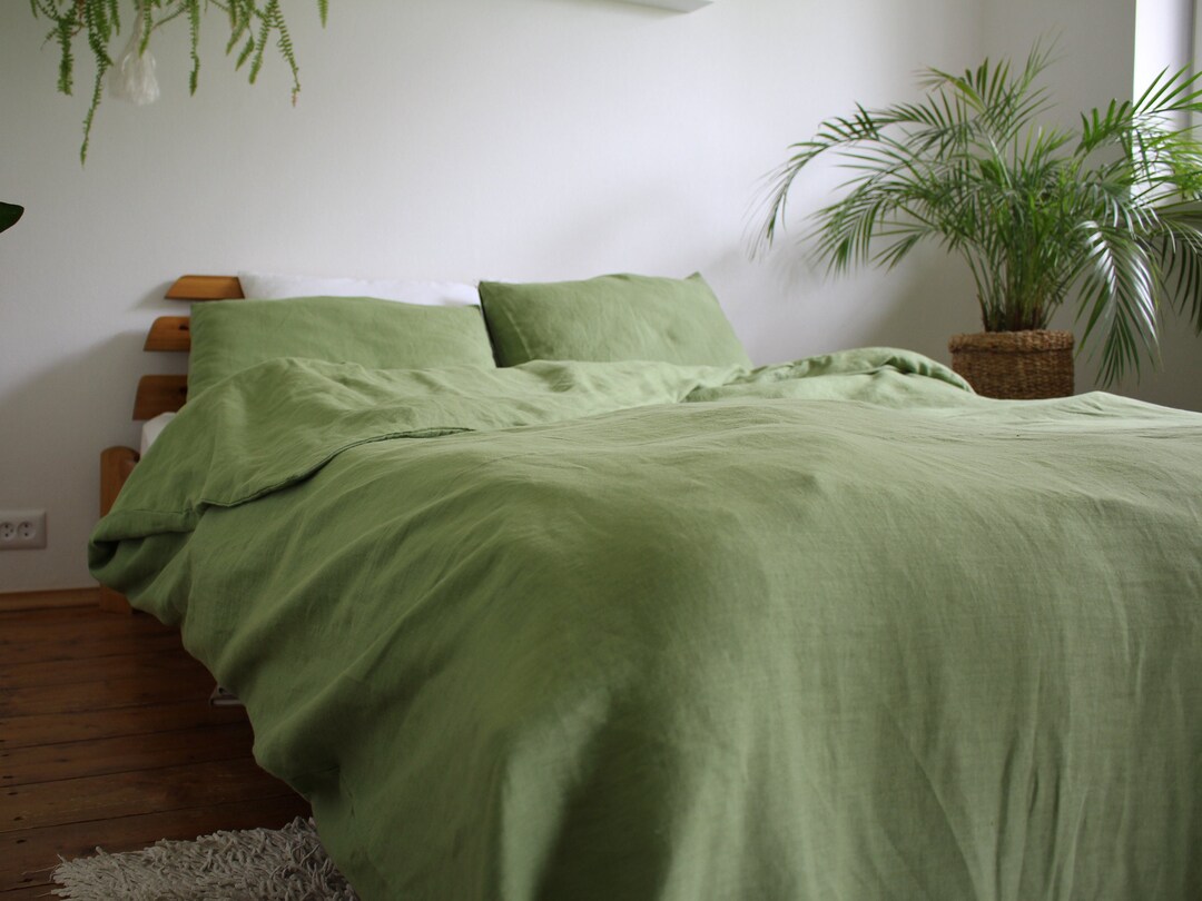 Green Linen DUVET COVER and 1 or 2 Pillowcases - Etsy