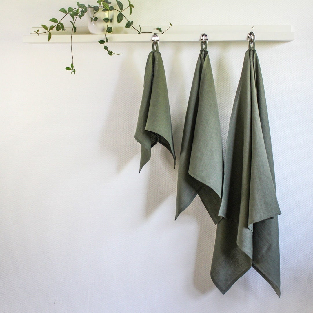 Sage Green Linen TOWELS With Loop and 14 More Colors Available - Etsy