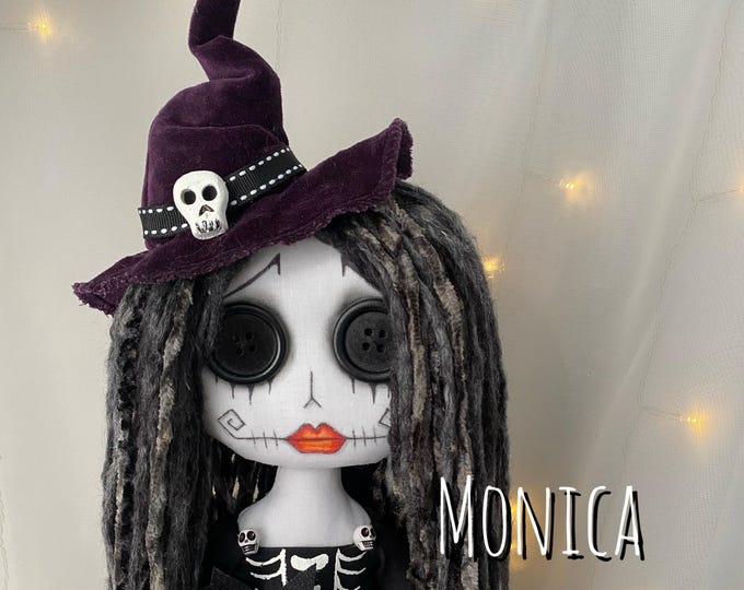 MONICA the Witch Ooak Rag Doll 19" Halloween Decor Horror Handmade ...