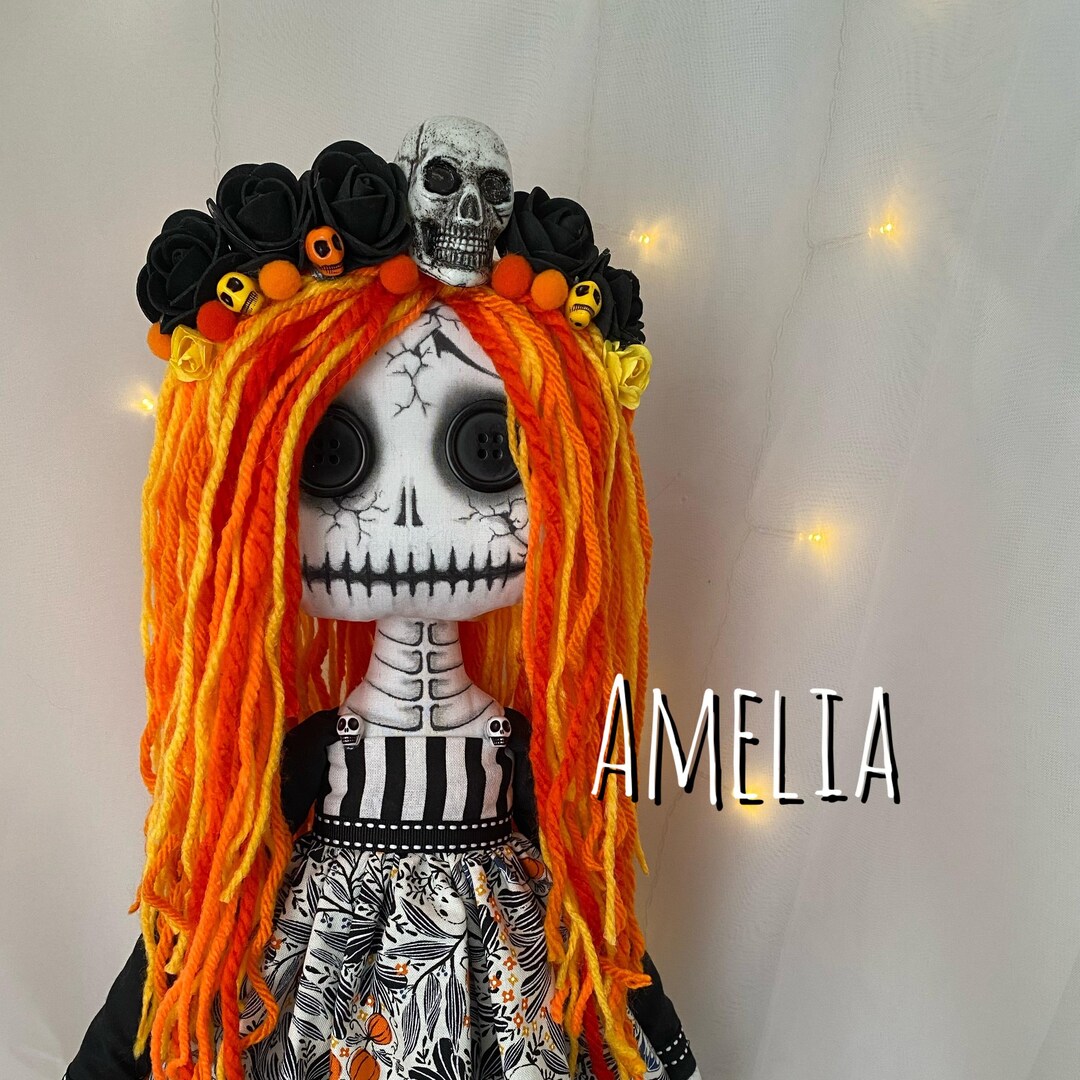 AMELIA Rag Doll 19'' Skeleton Doll Cracked Skull Horror Creepy Cute ...