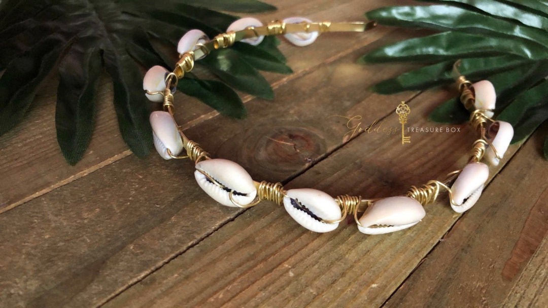 Gold Brass Wrapped Cowrie Crown Headband - Etsy