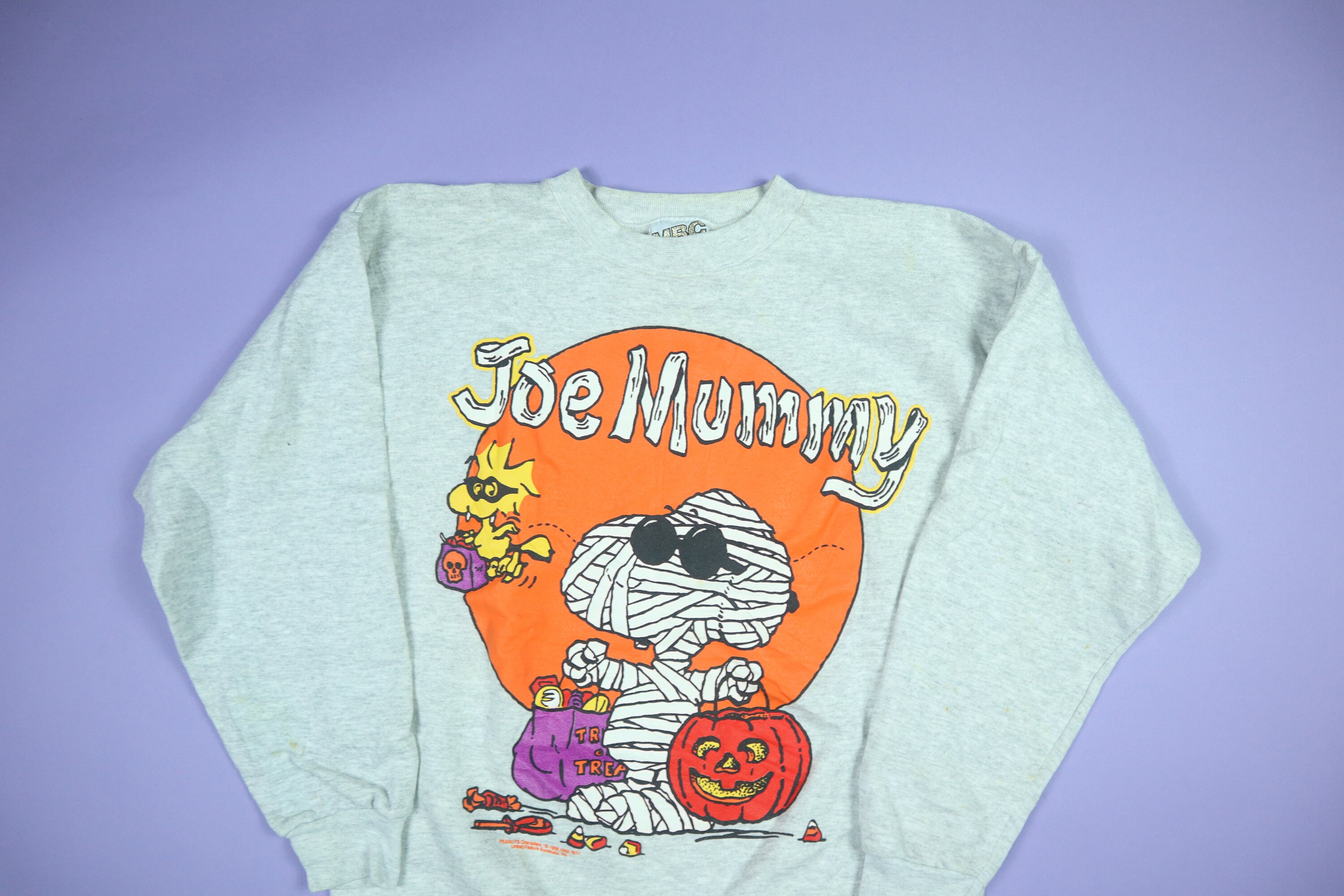 Joe Mummy Halloween Peanuts Snoopy Woodstock 1990's Vintage Sweatshirt