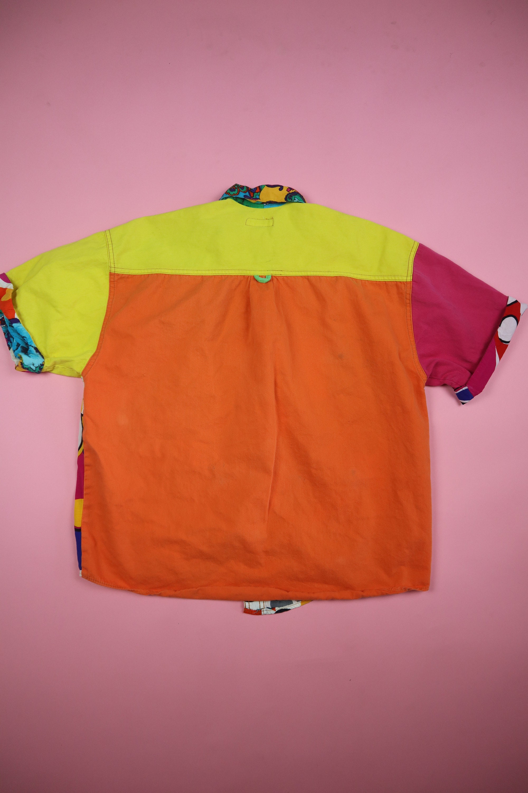 Colorful Color Block 1990's Vintage Button Up Shirt