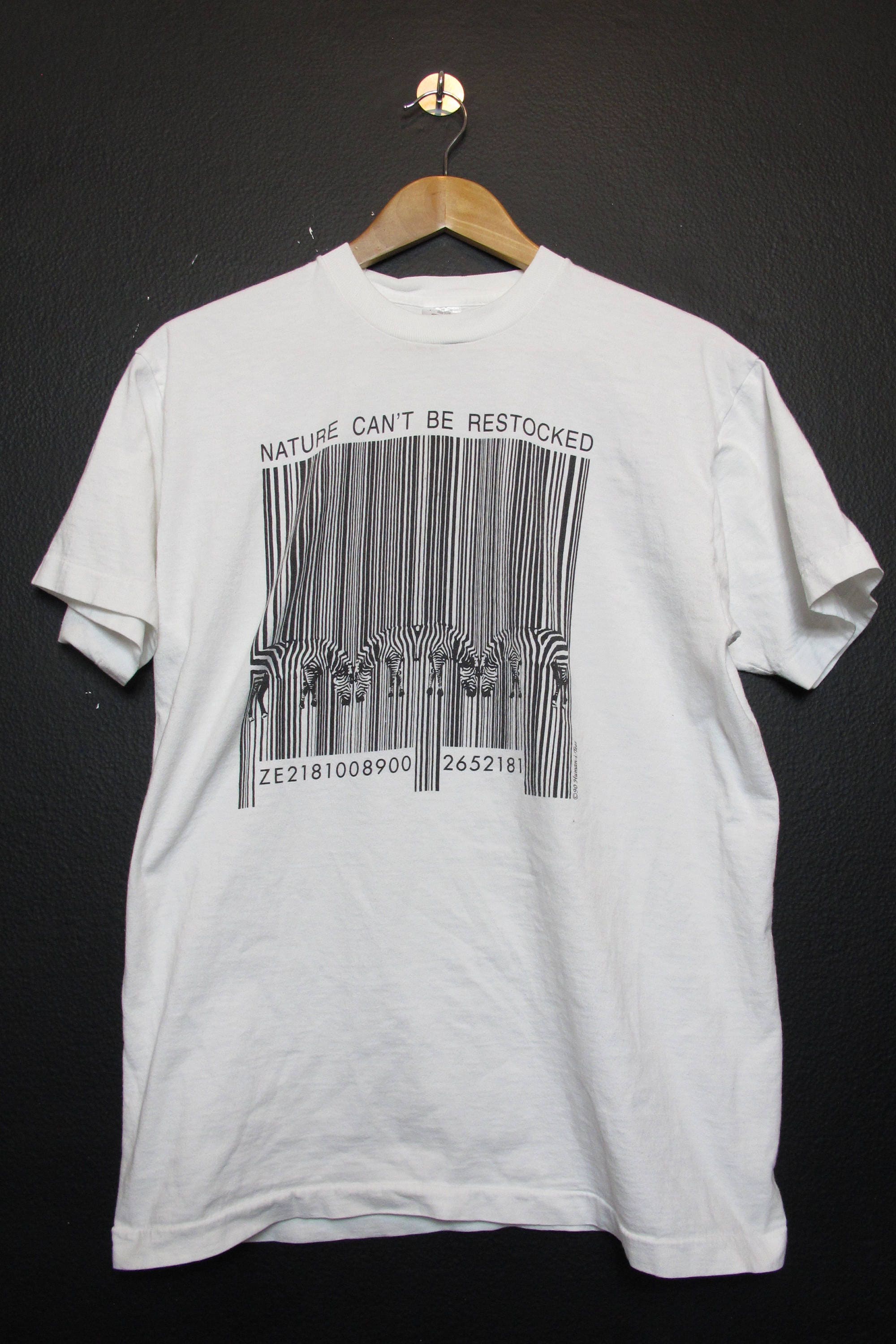 Novelty Zebra Nature Can't be Restocked 1990's vintage Tshirt