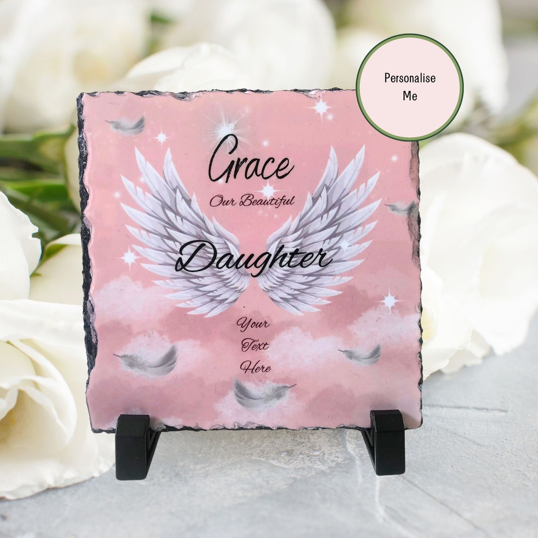 Personalised Daughter Memorial Slate, Heavenly Pink Memorial Plaque ...