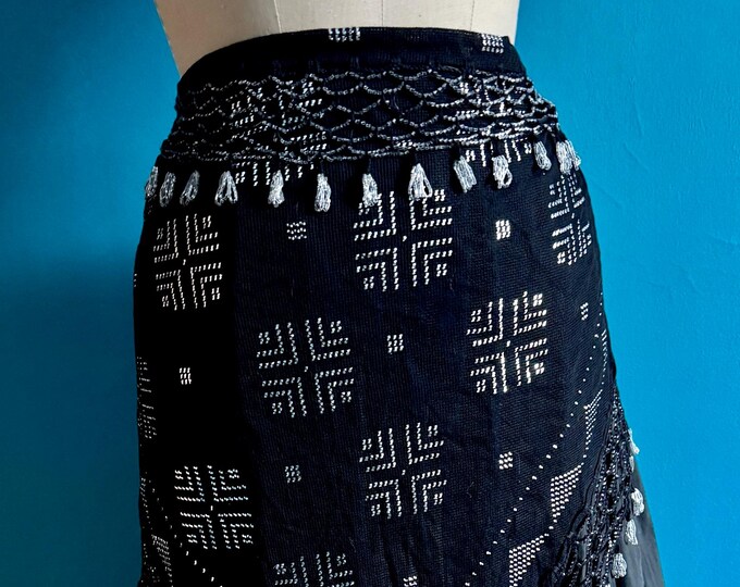 Black Deluxe Egyptian Assuit Art Deco SILVER Hip Scarf/ Headscarf ...