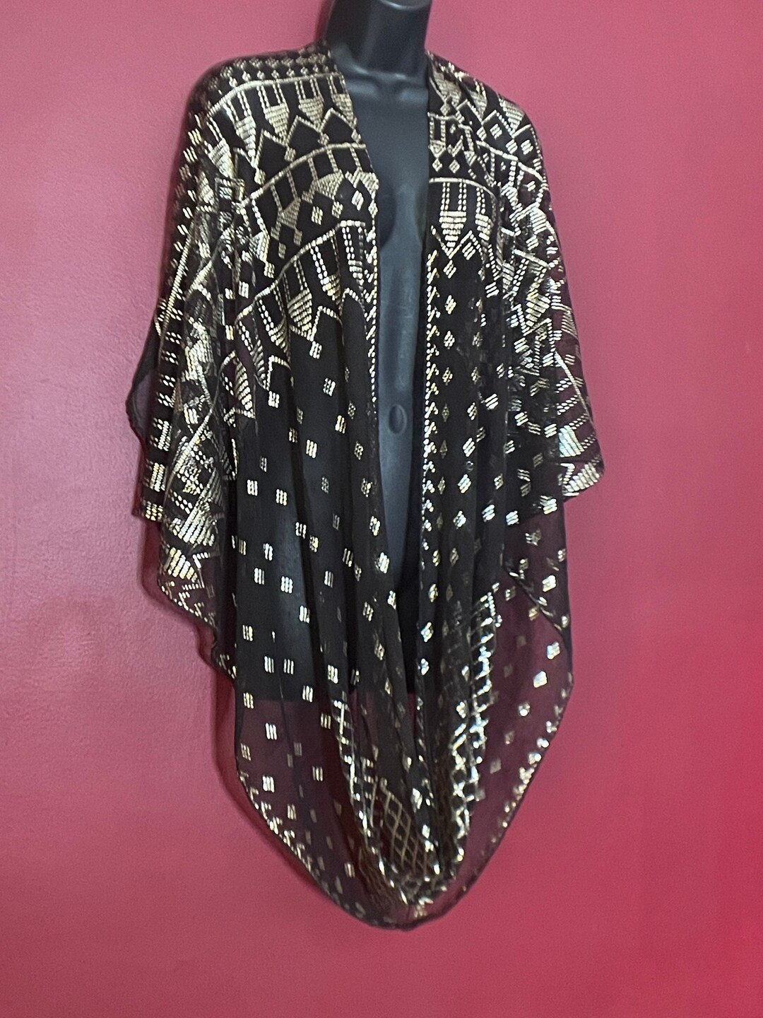 XTRA LONG Black Vintage 1930 Egyptian ASSUIT Shawl Bellydance Assuit ...