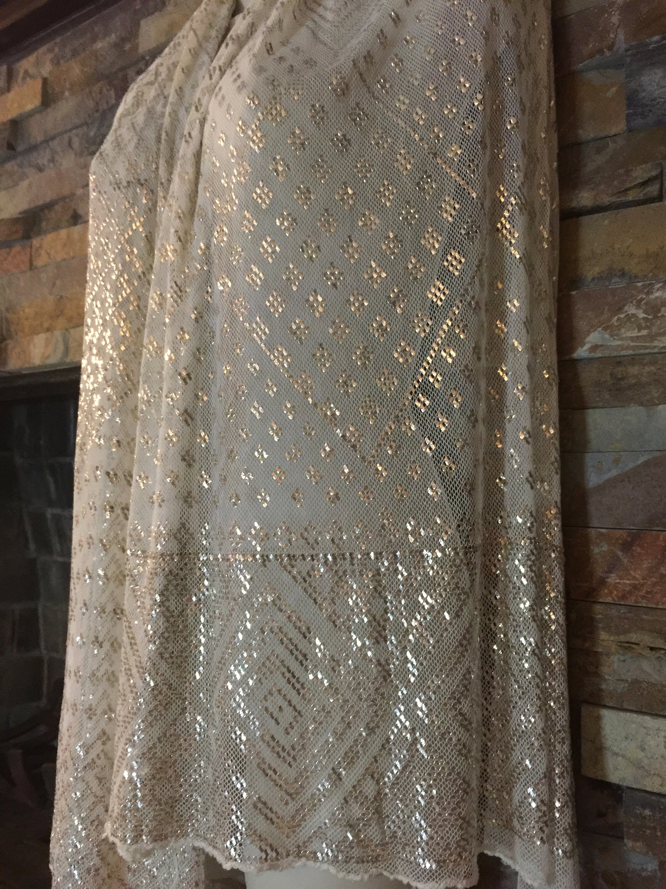 Stunning Vintage Egyptian Assuit Gathered Shawl White/silver | Etsy