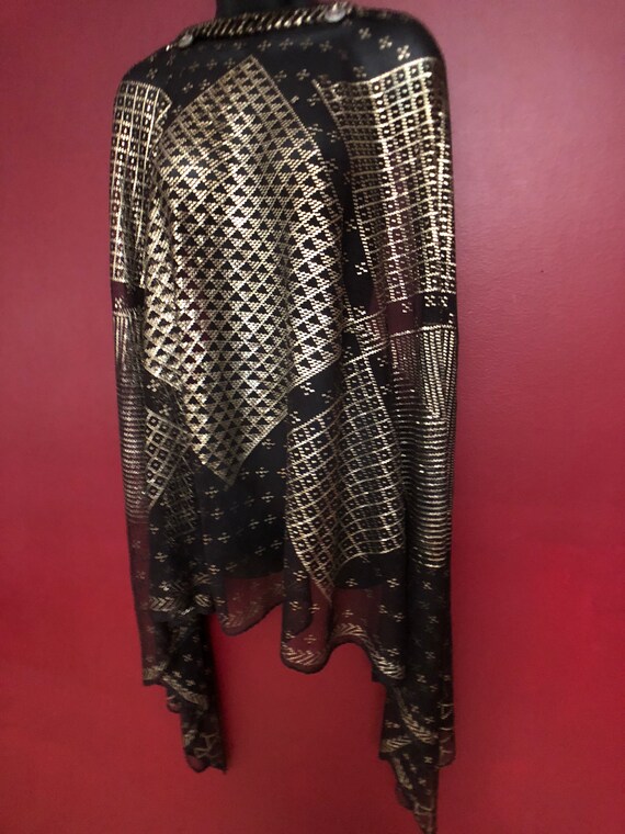 7 Filled Diamond Egyptian Vintage Assuit Shawl Blk/S… - Gem