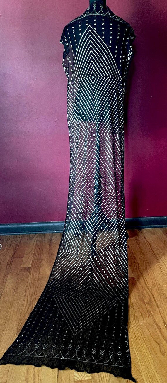 Egyptian Vintage Assuit Shawl PERFECT Black Silver 1… - Gem