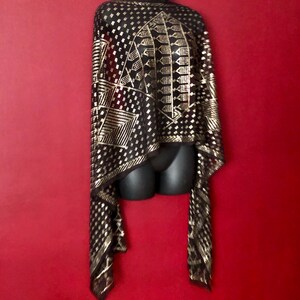 Lucious Black Vintage Egyptian Assuit 1930's Shawl Silver Bellydance ...
