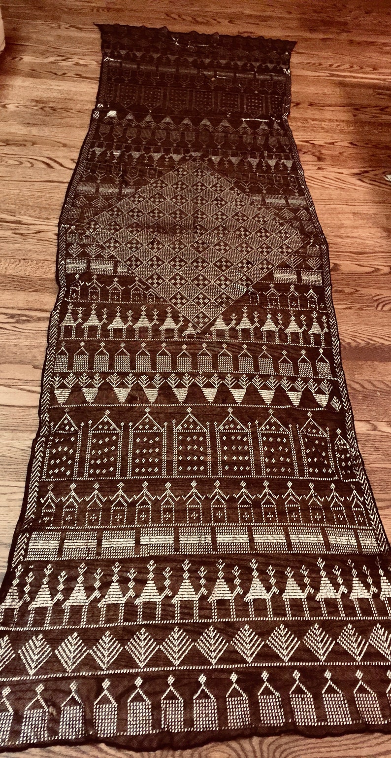 XL Superlative Heavy Egyptian Assuit Piano Shawl 1920's Silver Plate ...