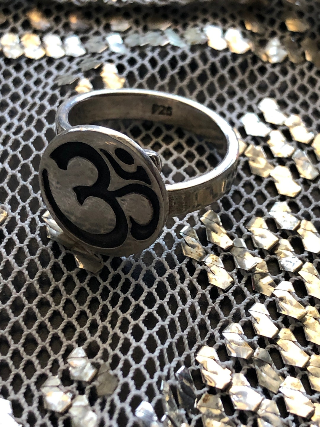 OM/AUM .925 Handmade Solid Silver Ring Size 5 3/4-6 Silver Blessings ...