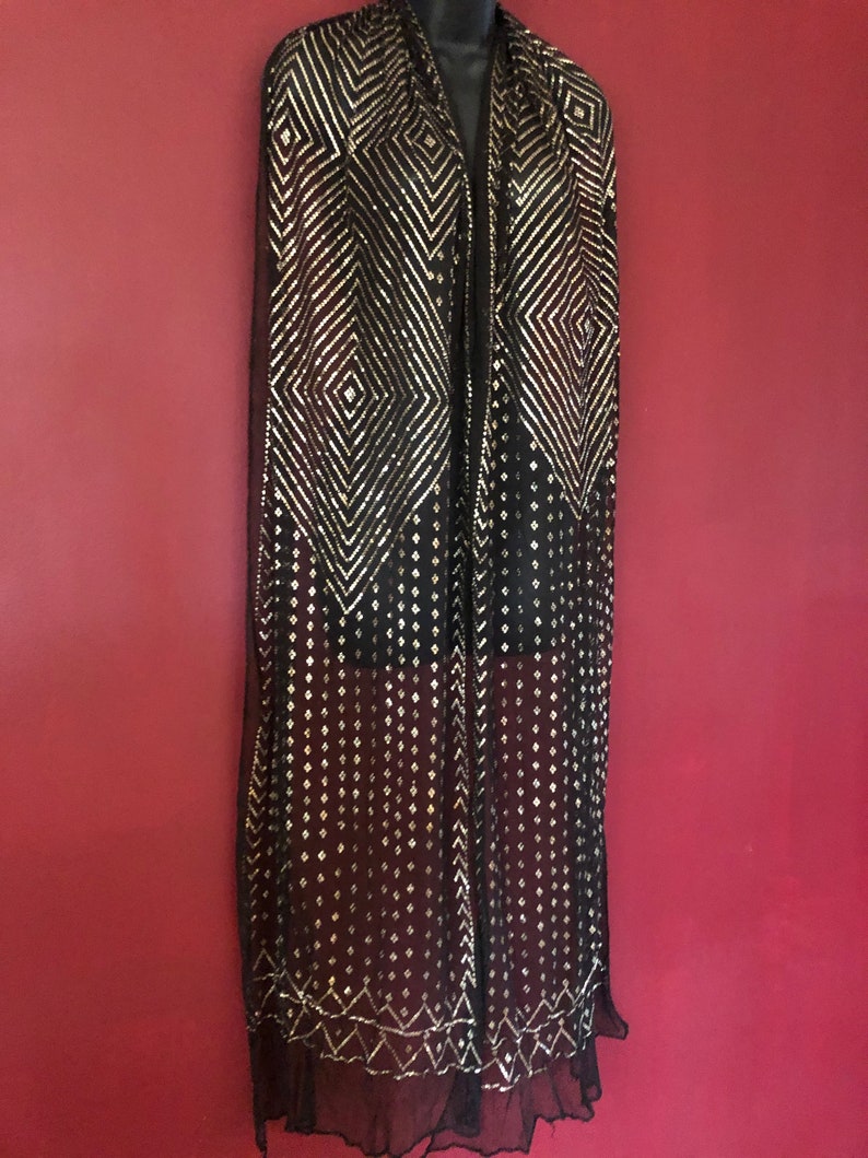 Xxlong Black Egyptian Vintage Assuit Shawl 1920's MINT | Etsy