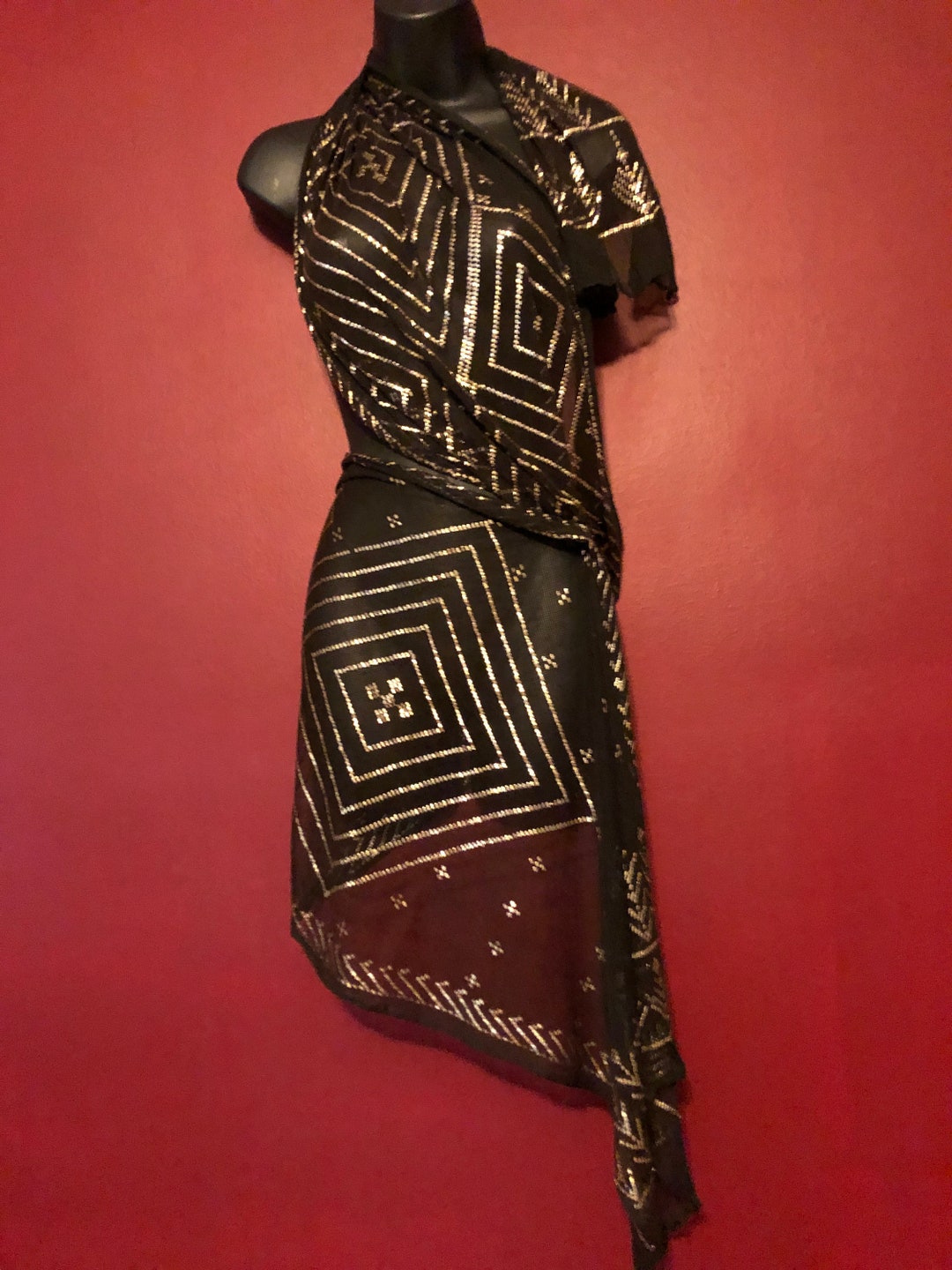 7 Diamond Classic Vintage Assuit 1920's Egyptian Shawl Bellydance ...