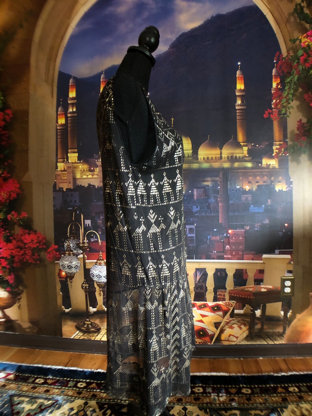 Black Vintage Egyptian Assuit Dress 1920's Flapper Egyptian Revival ...