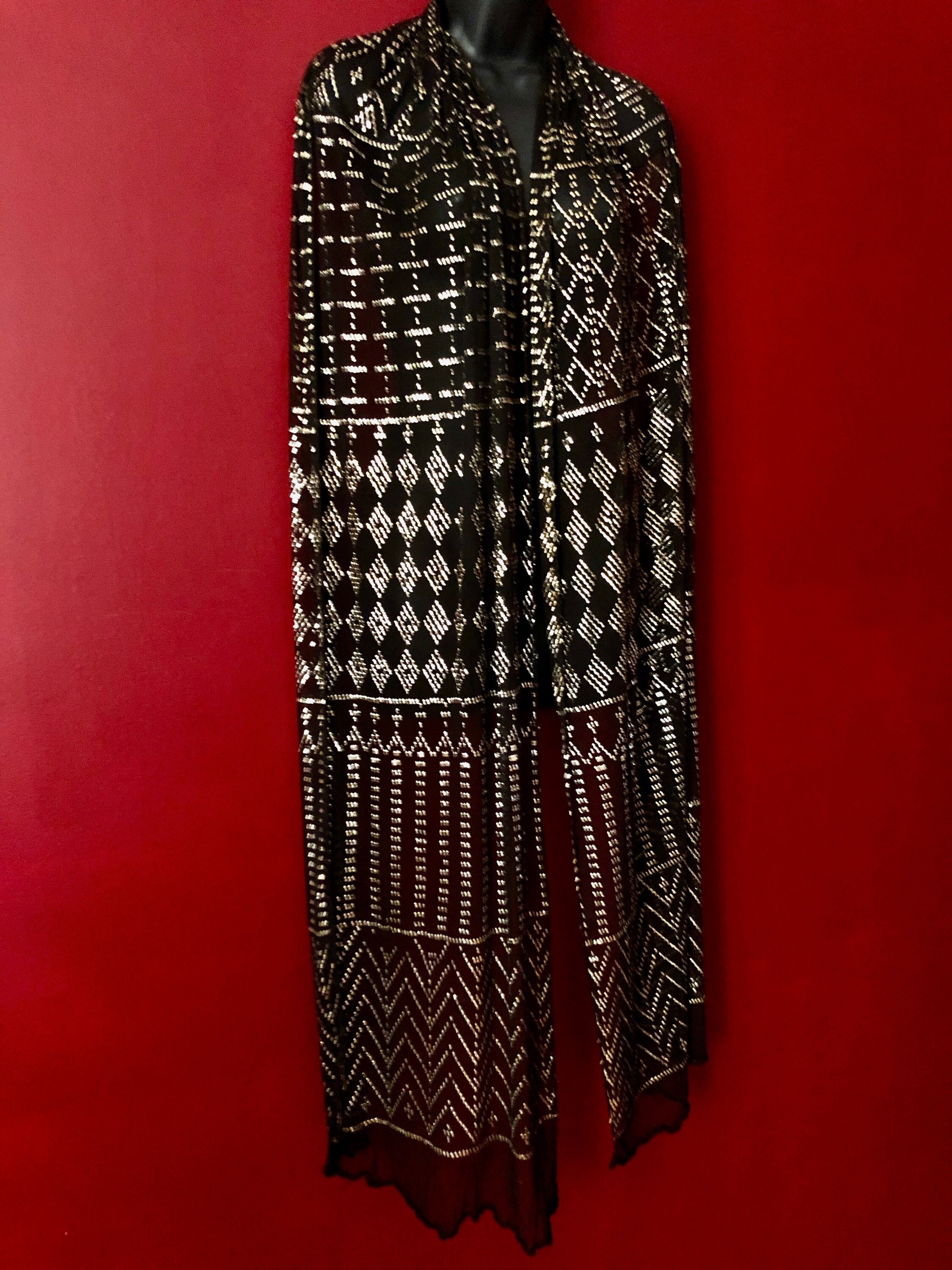 XL Coptic Tile Vintage Egyptian Assuit 1912 Shawl Black Silver | Etsy