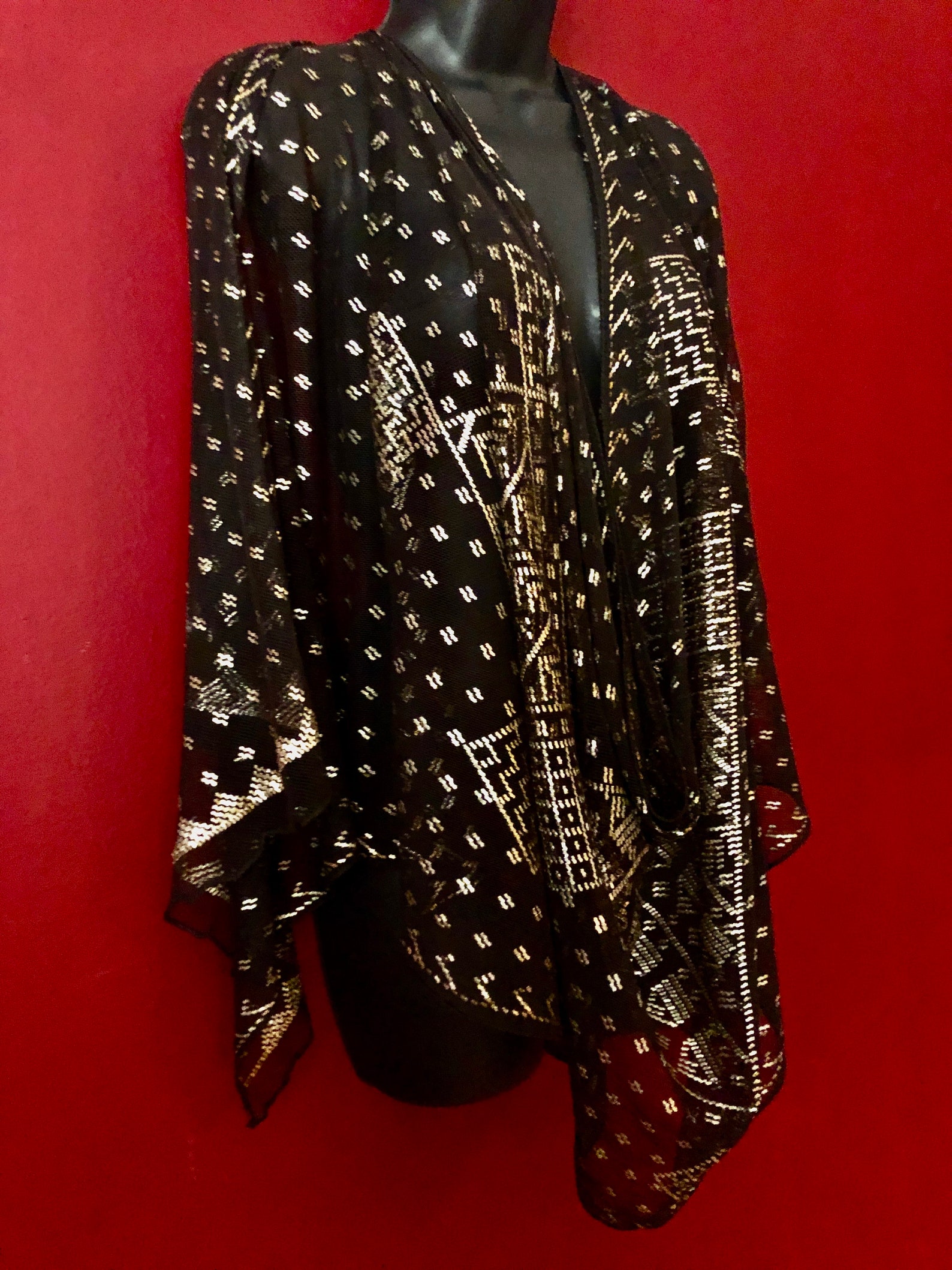 22 Temple Egyptian Assuit Med Weight Shawl Black Silver | Etsy