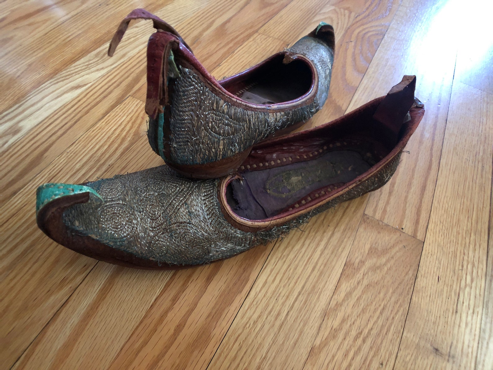 Antique Syrian MOORISH Poulaine Shoes Silver COLLECTABLE Museum Quality ...