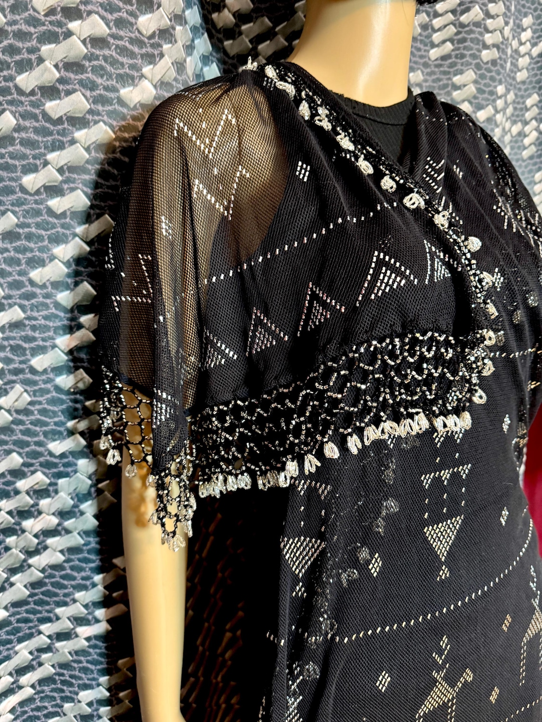Egyptian Assuit Beaded ASSUIT Black and Silver Scarf/hip Scarf ...