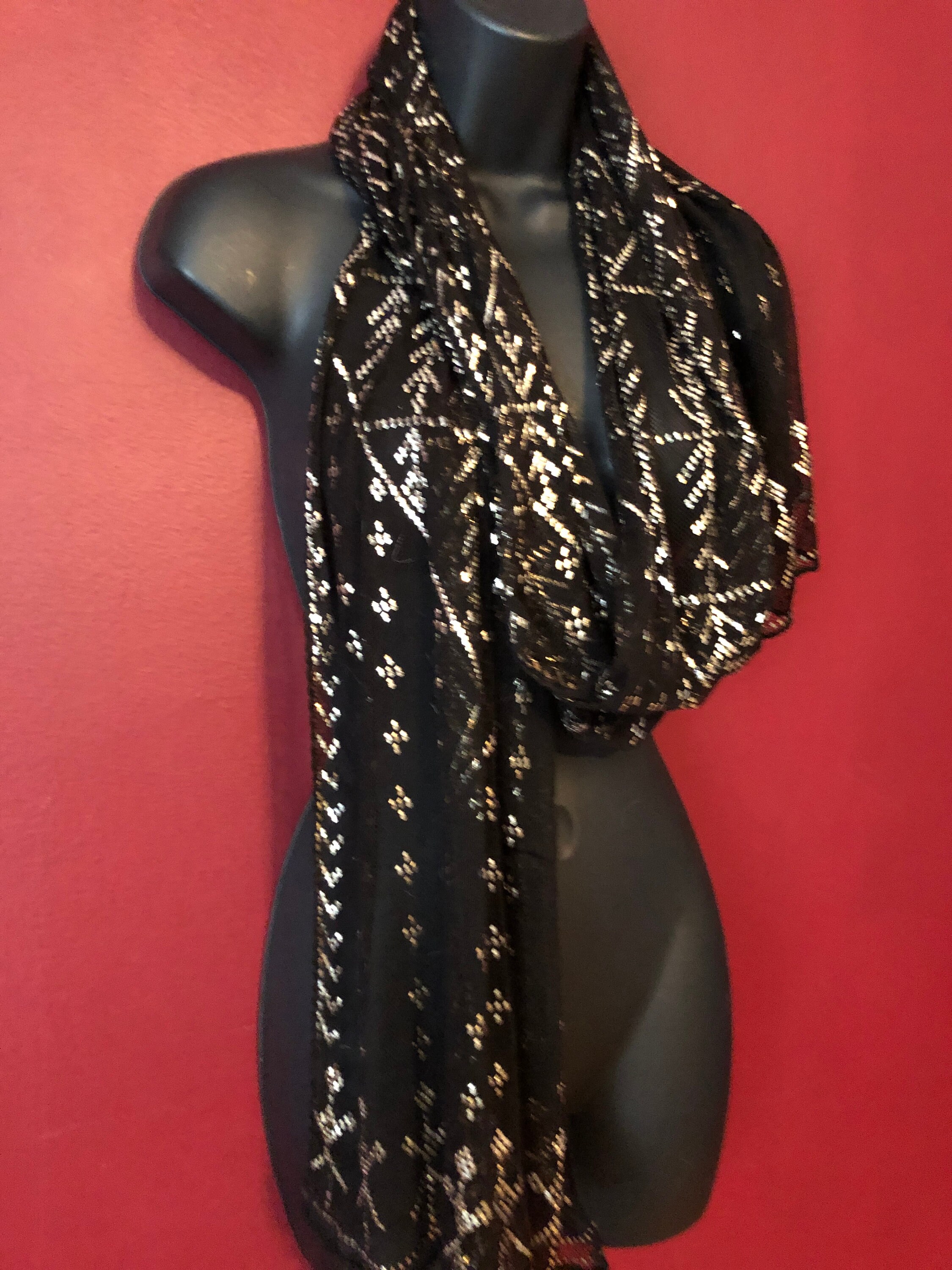 Sacred Vines Egyptian Vintage Assuit Shawl Black 1920's Bellydance Art ...