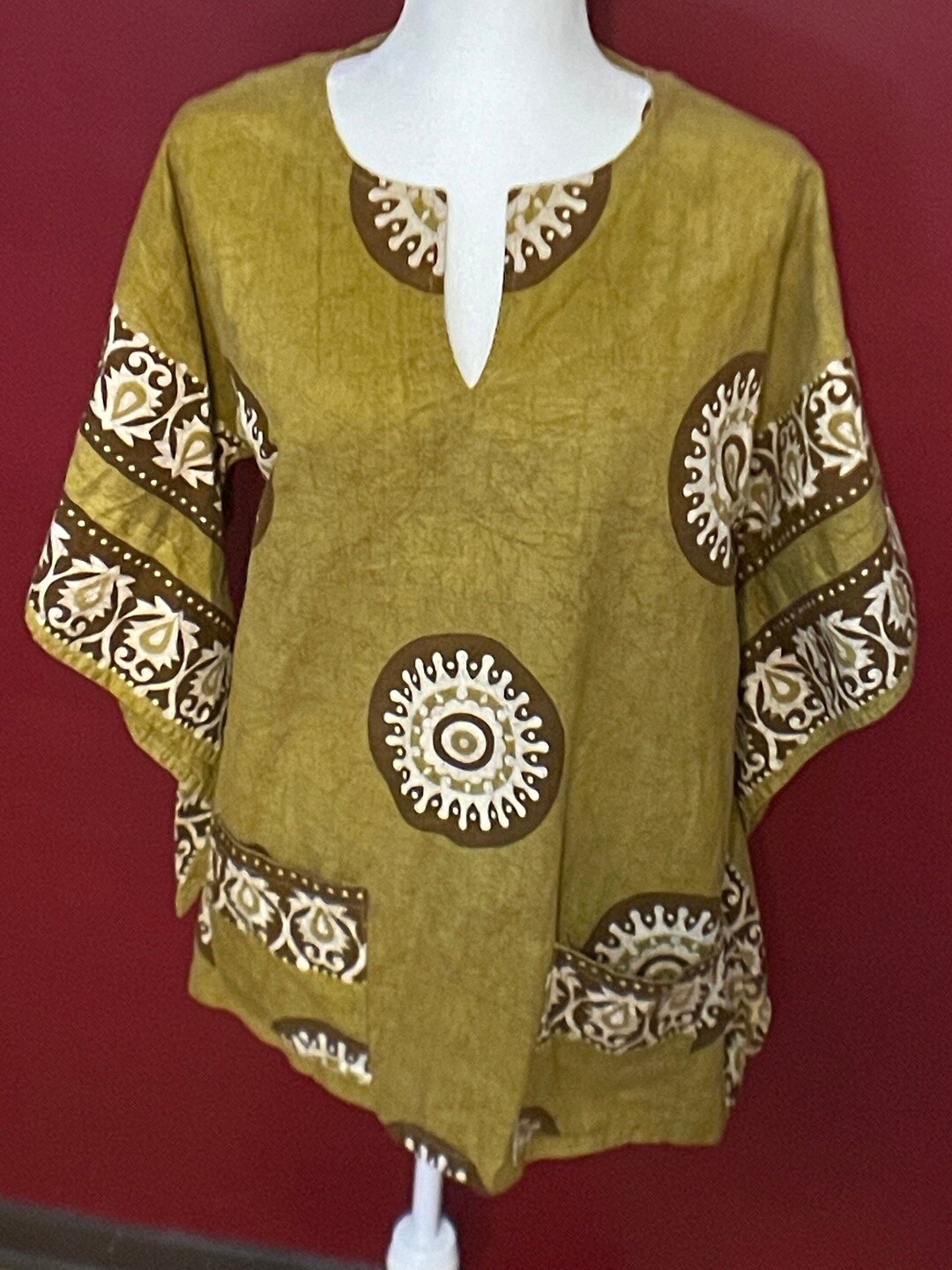 Pakistani VINTAGE Tribal Tunic, Hand Stamped & Batik, Gorgeous Sleeves ...