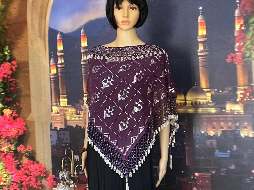 Purple Egyptian Assuit With Silver Stars Hip Scarf/scarf/headscarf ...