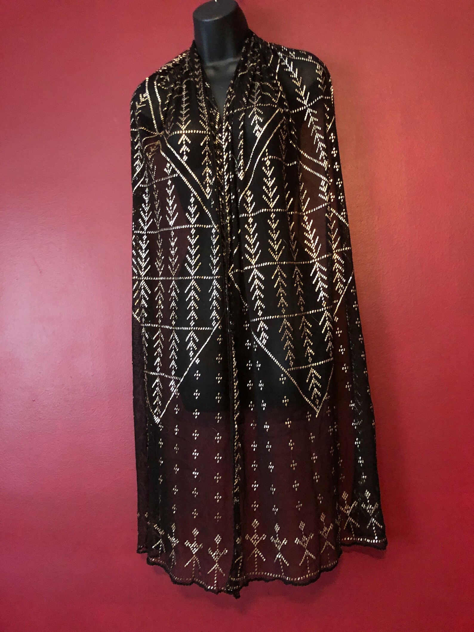 Sacred Vines Egyptian Vintage Assuit Shawl Black 1920's | Etsy