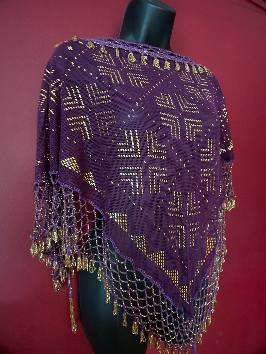 Purple GOLD Art Deco Egyptian ASSUIT Hip Scarf /headscarf/scarf/cover ...