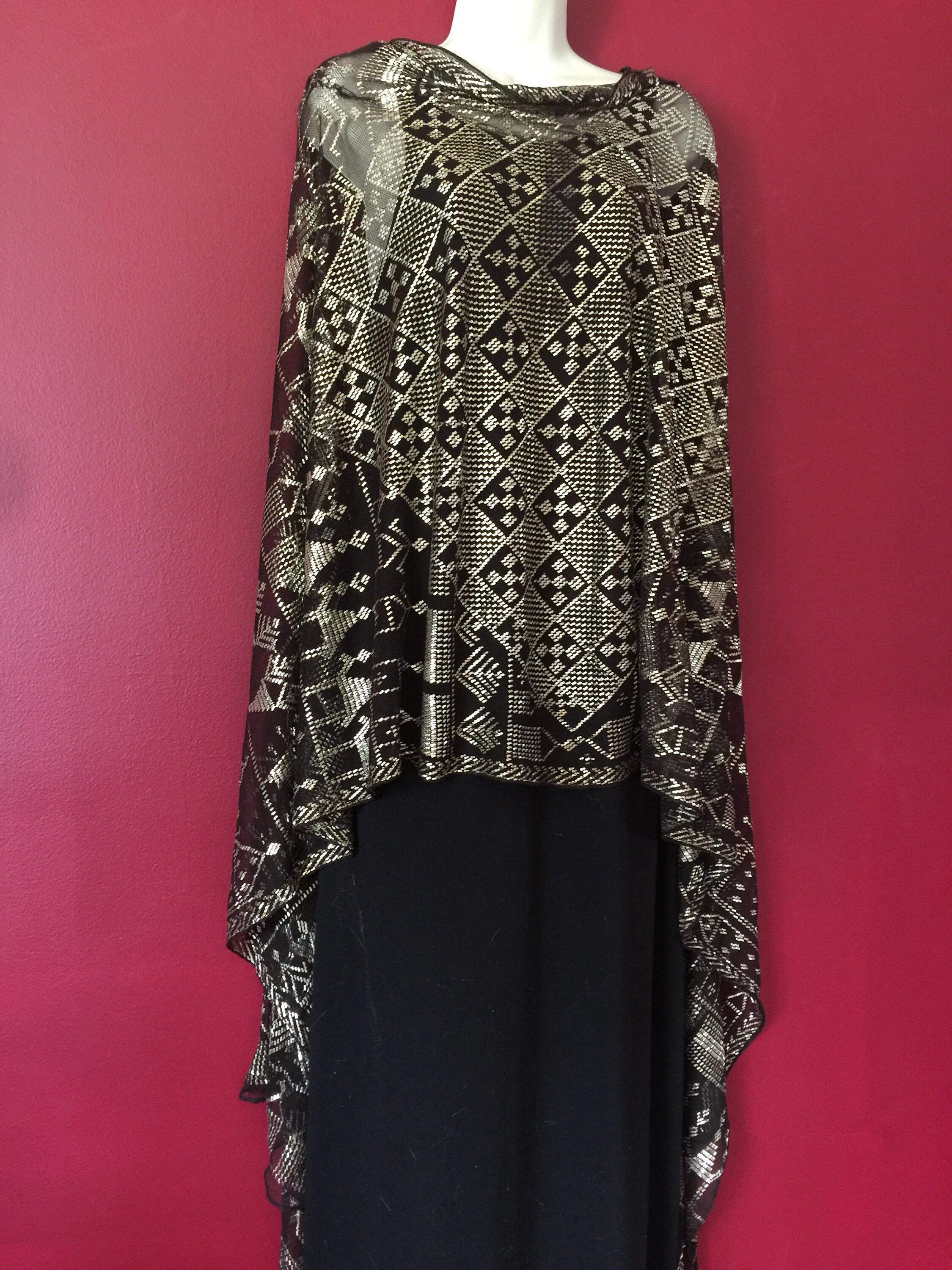 XL Superlative Heavy Egyptian Assuit Piano Shawl 1920's Silver Plate ...