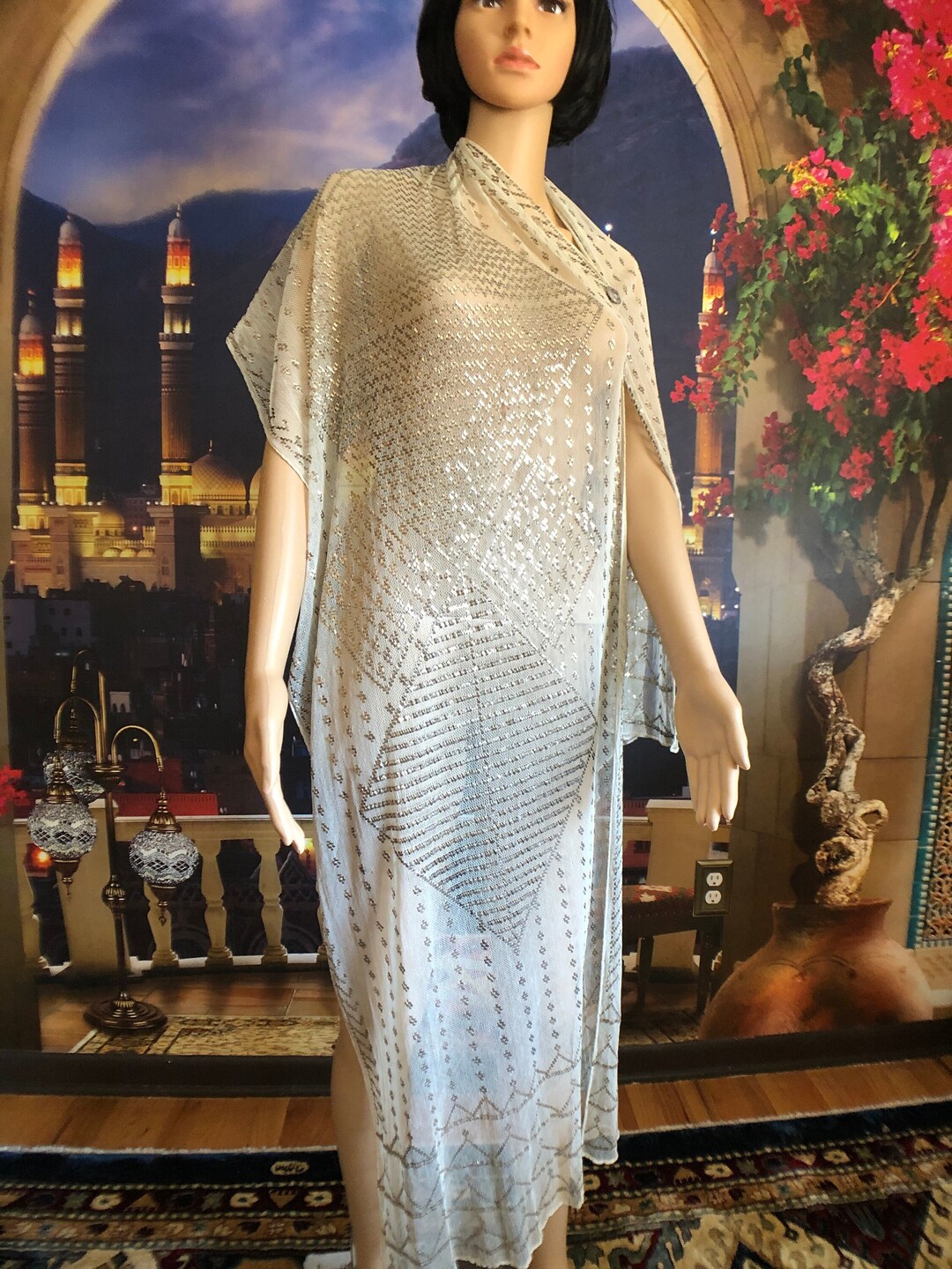 SALE White Vintage Egyptian Assuit Heavenly Silver 7 Diamonds ...