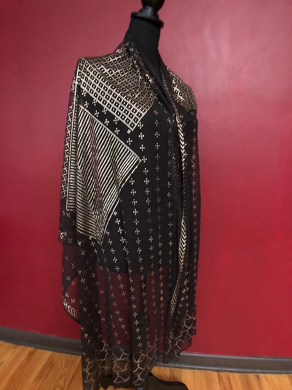7 Filled Diamond Egyptian Vintage Assuit Shawl Blk/S… - Gem