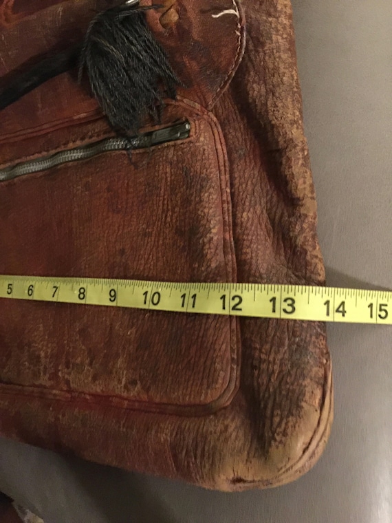 RARE Antique Leather Moroccan Sachel Purse 1800's T… - Gem