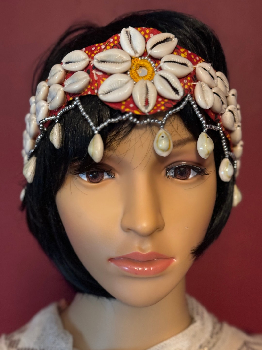 African Tribal Shell Headband Bellydance Boho Burningman Funky and Fun ...