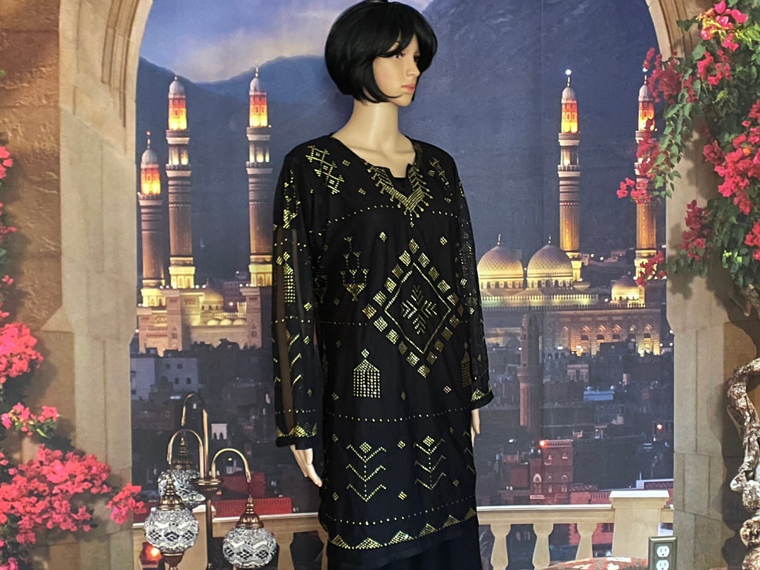 Black Egyptian Assuit With GOLD ASSUIT Bellydance Assuit Tunic Top ...