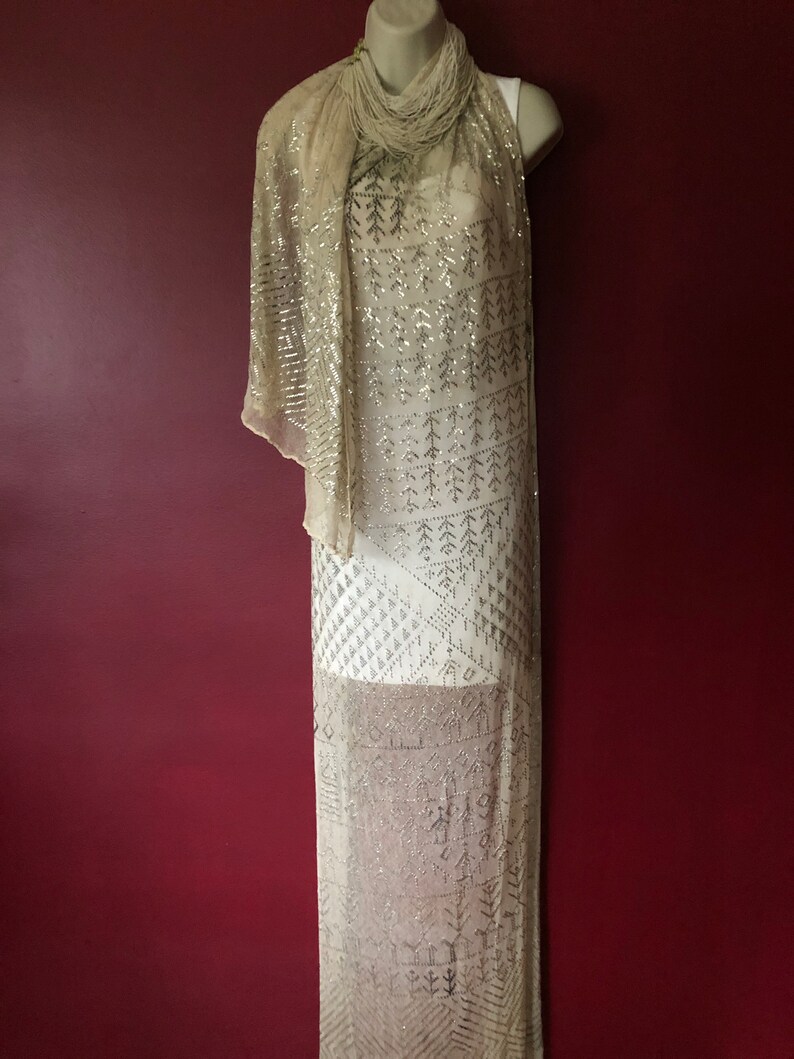 Phenomenal HEAVY Vintage Egyptian ASSUIT Wedding Shawl 1930's White ...