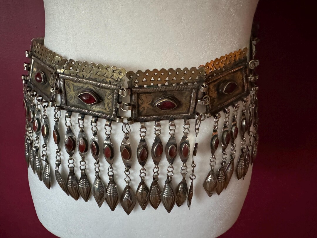 Magnificent Turkmen Bonnet Antique Silver Jewelry Late 19th Century ...