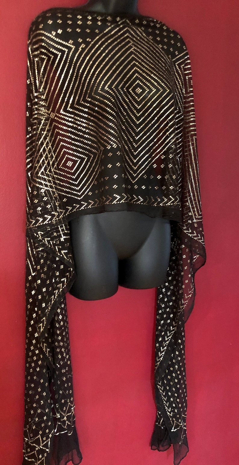 Xxlong Black Egyptian Vintage Assuit Shawl 1920's MINT | Etsy