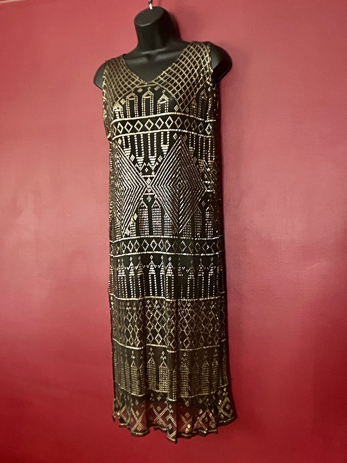 Vintage Egyptian Assuit 1920s Silver Dress.egyptian Revival. Jazz Age ...