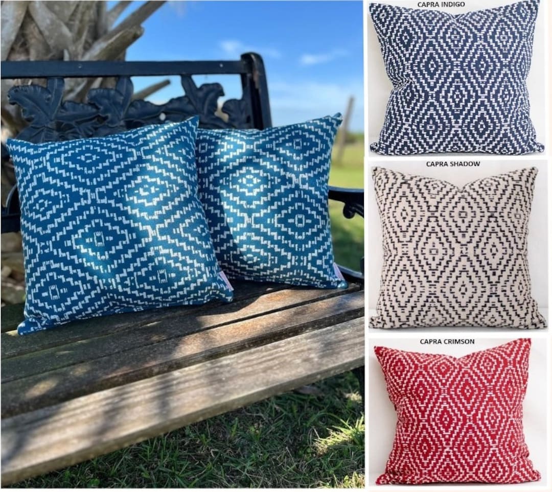 Sunbrella Pillows, Capra Indigo, Capra Lagoon, Capra Crimson, Capra ...