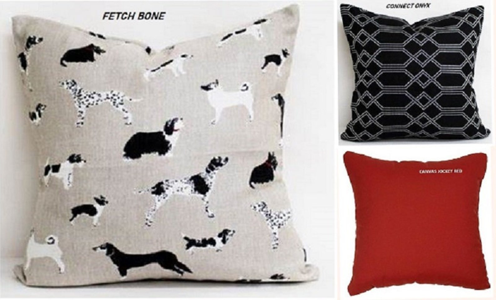 Sunbrella Pillows, Fetch Bone, Jockey Red, Connect Onyx - Etsy
