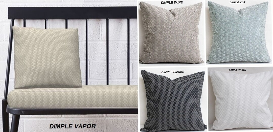Sunbrella Dimple Pillow, Dune, Vapor, White, Mist, Smoke - Etsy