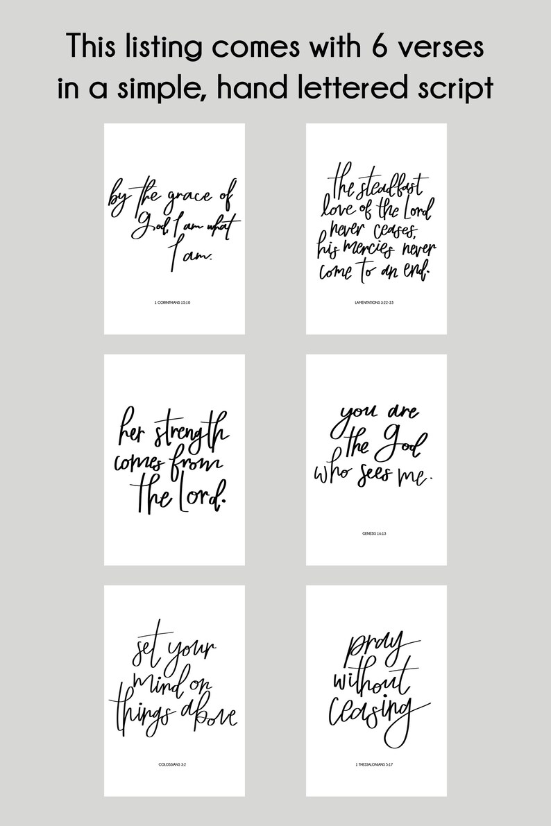 Hand Lettered Bible Verse Art Print Bundle / 6 Bible Verses / - Etsy