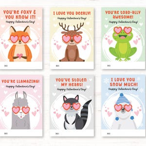 Animal Valentine's Day Cards, Animal Classroom Tags, School Valentines ...