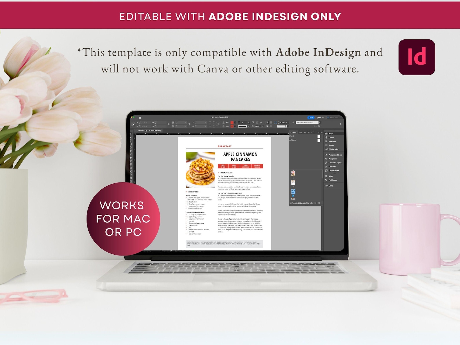 Indesign Recipe Template, Editable Adobe Indesign Recipe Book ...
