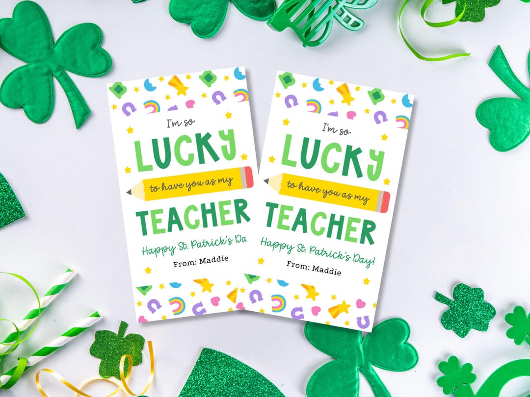 St Patrick's Day Gift Tag for Teacher, Printable School Lucky Charms ...