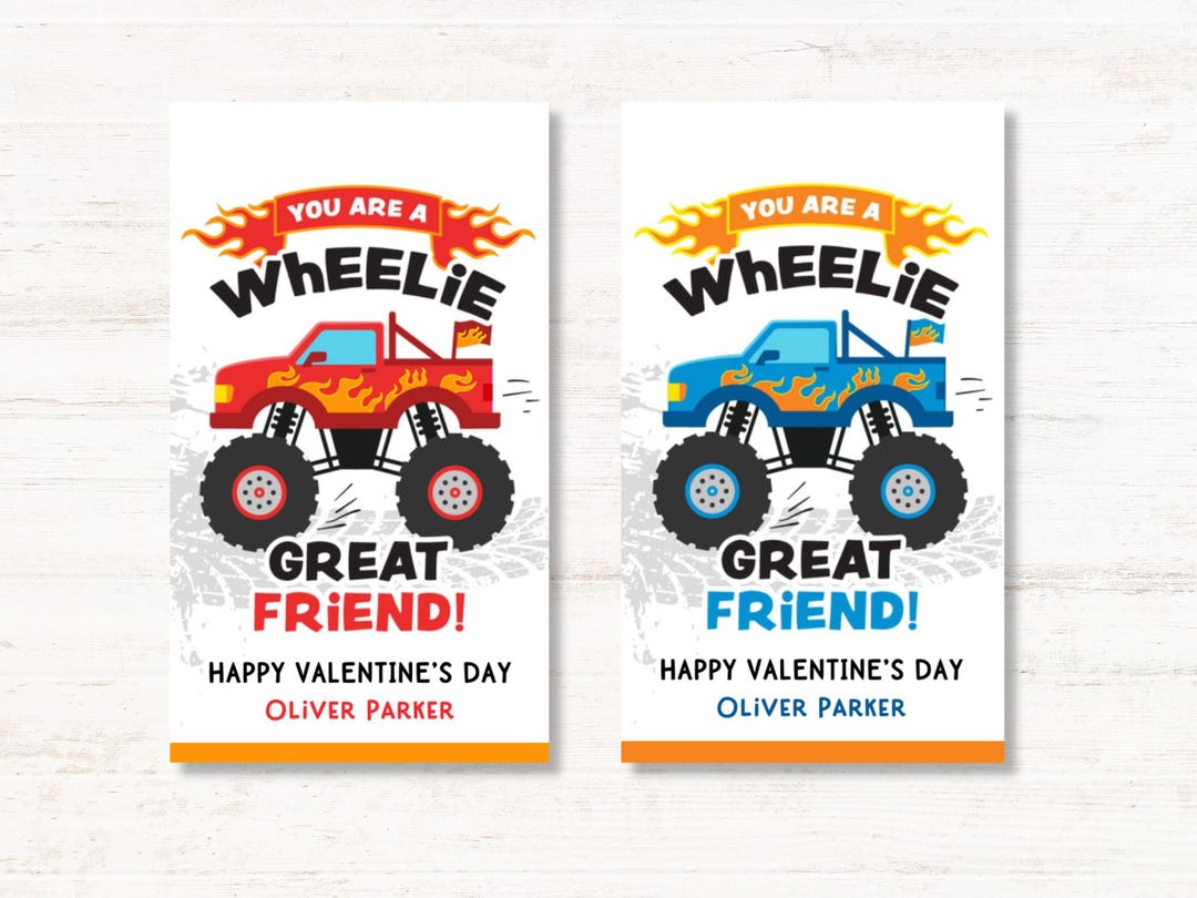 You Are a Wheelie Great Friend, Printable Kids Classroom Valentine Card ...