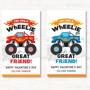 You Are a Wheelie Great Friend, Printable Kids Classroom Valentine Card ...